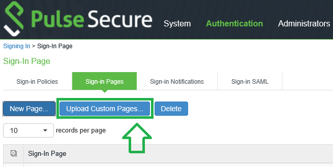 Pulse Secure Connect, custom inWebo Sign-in page with Virtual Authenticator