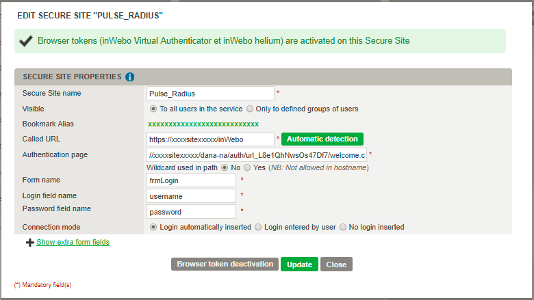 Pulse Secure Connect, custom inWebo Sign-in page with Virtual Authenticator