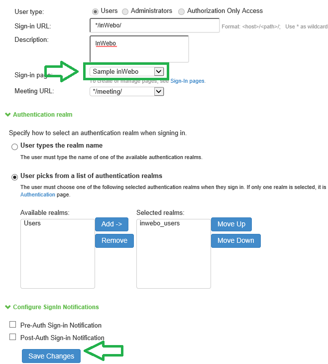 Pulse Secure Connect, custom inWebo Sign-in page with Virtual Authenticator
