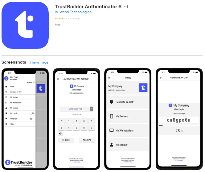 TrustBuilder Authenticator - Version 6 (mobile and desktop apps)