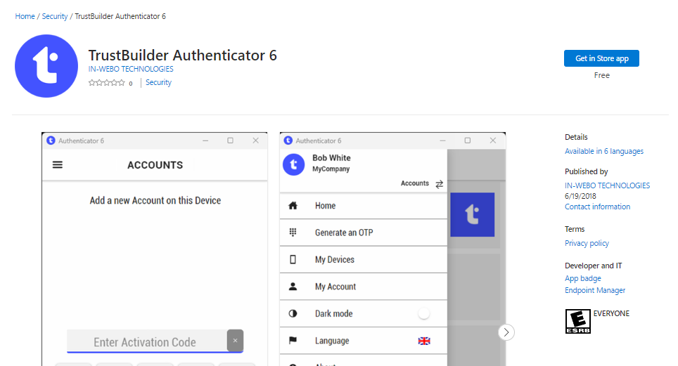 TrustBuilder Authenticator - Version 6 (mobile and desktop apps)