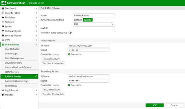 Fortinet gateway Radius integration