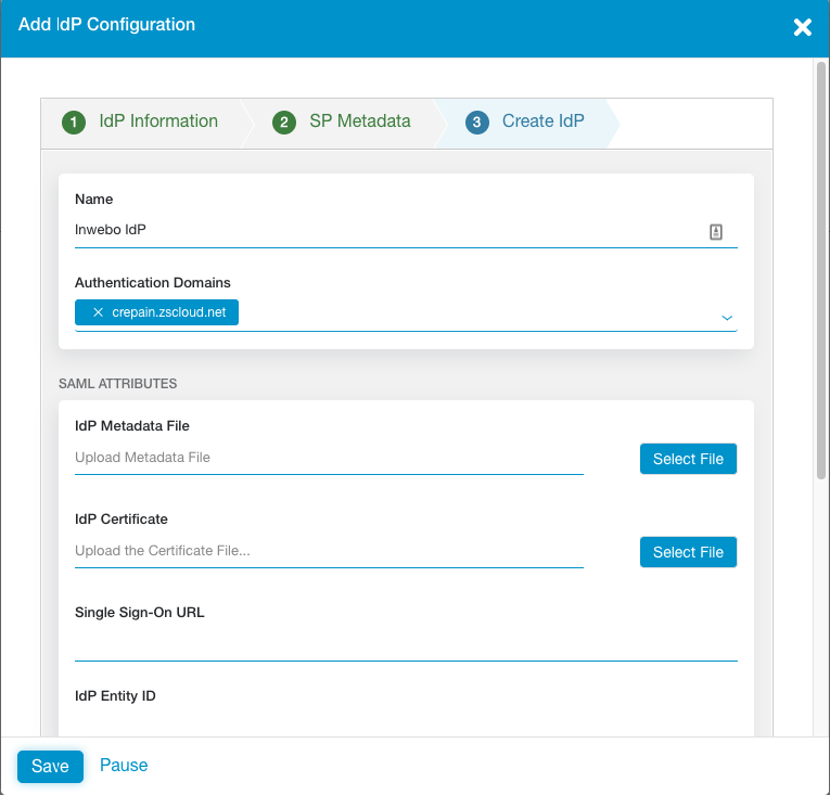 ZScaler Private Access with inWebo SAML