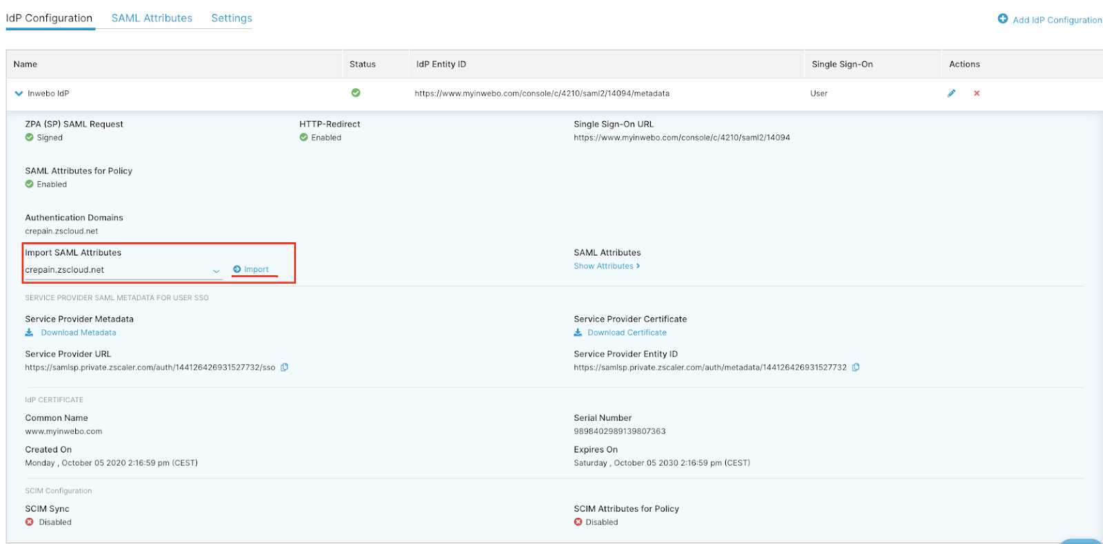 ZScaler Private Access with inWebo SAML