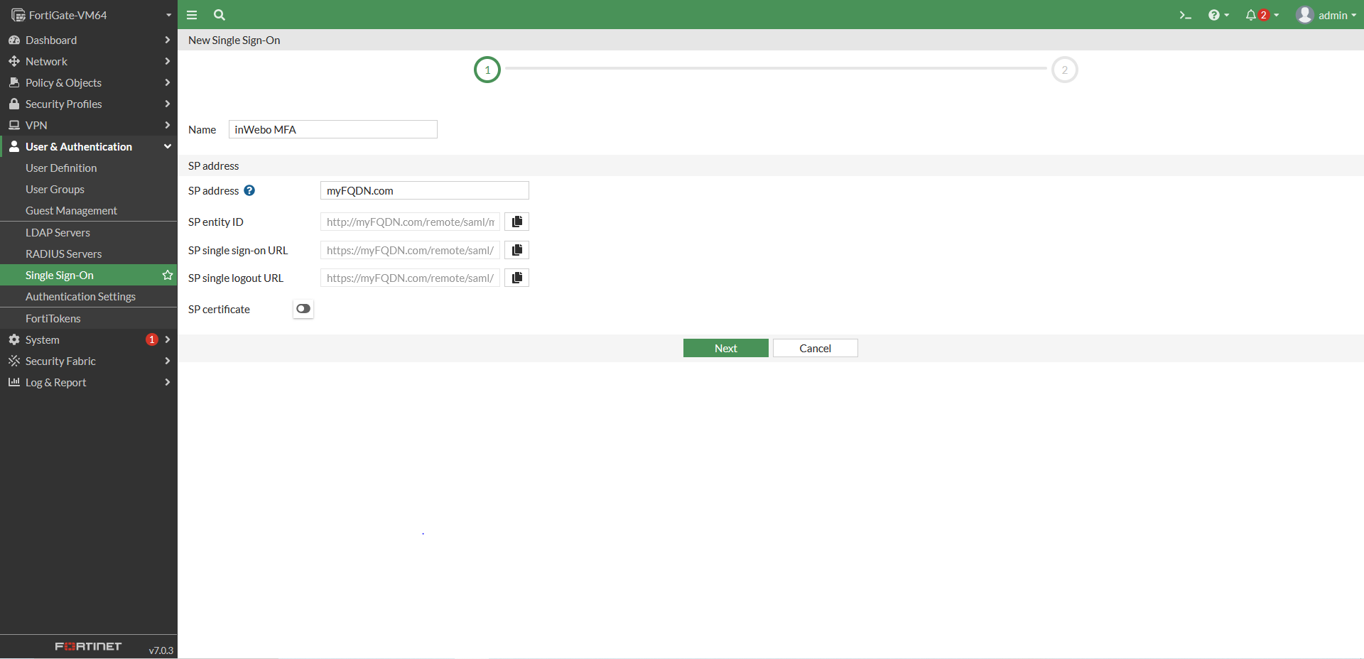 Fortigate - SAML integration