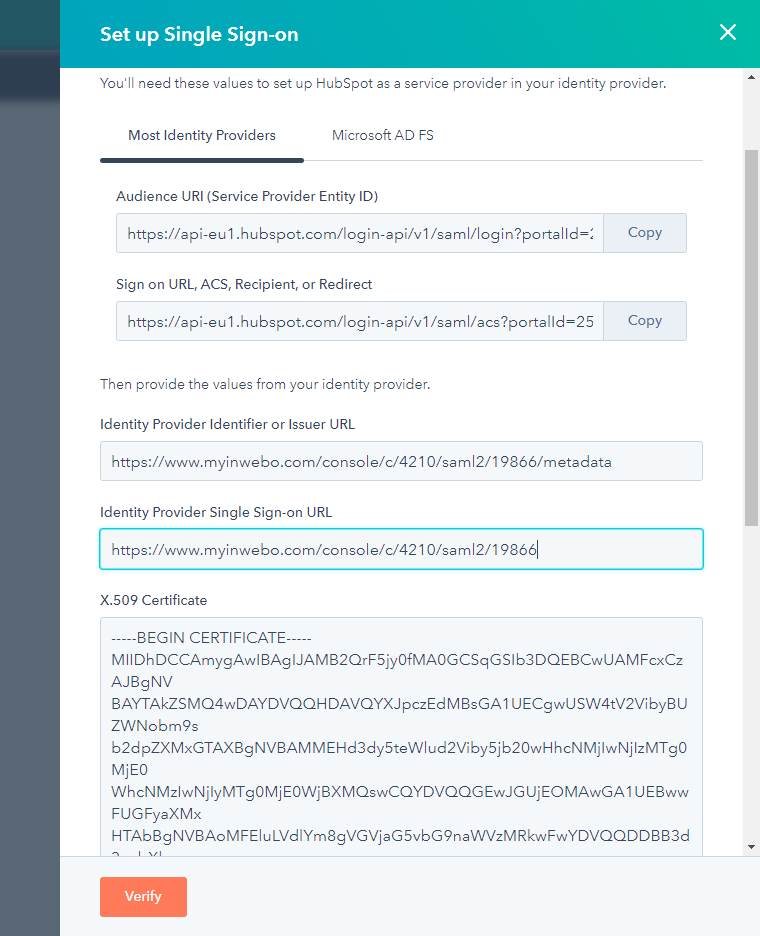 HubSpot SAML integration