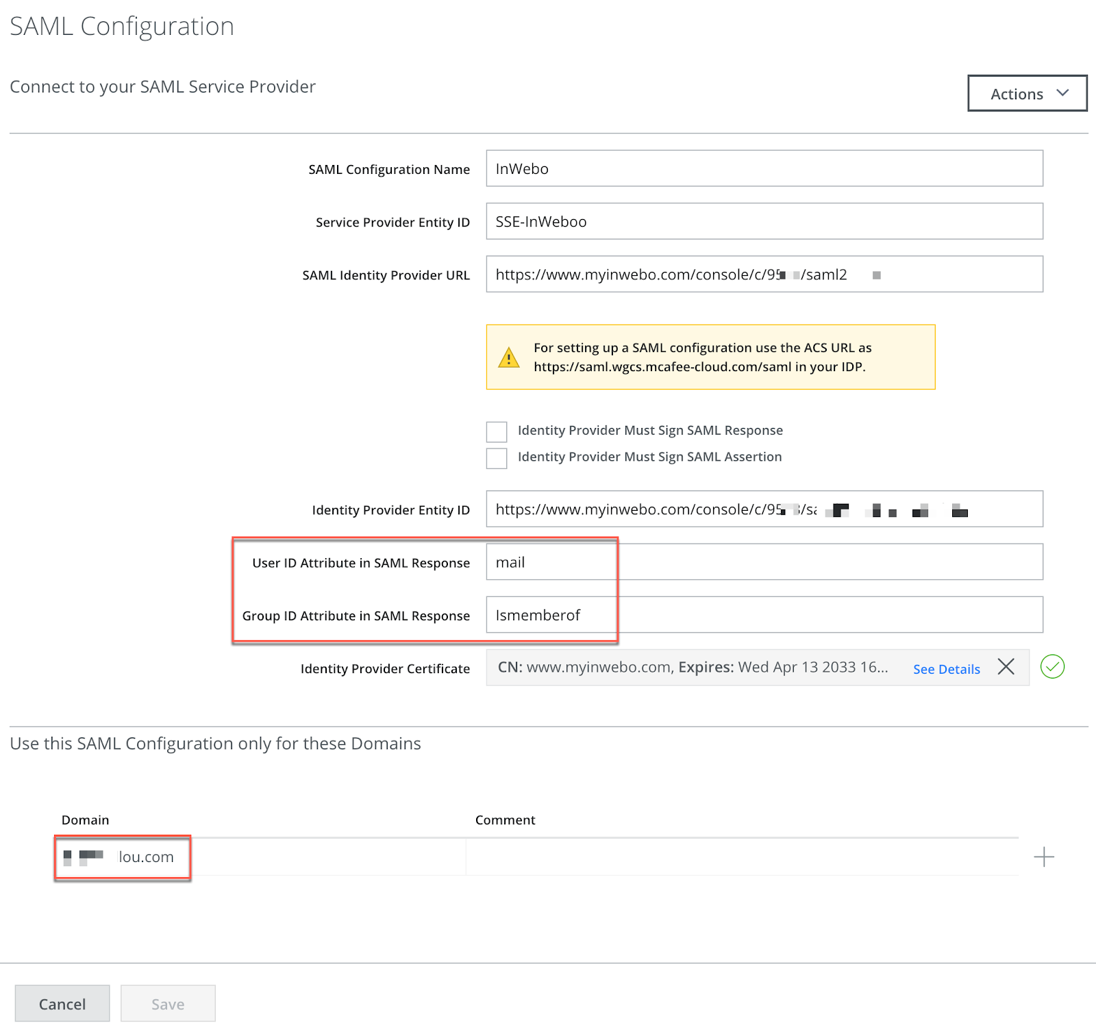 Skyhigh Security - SAML integration