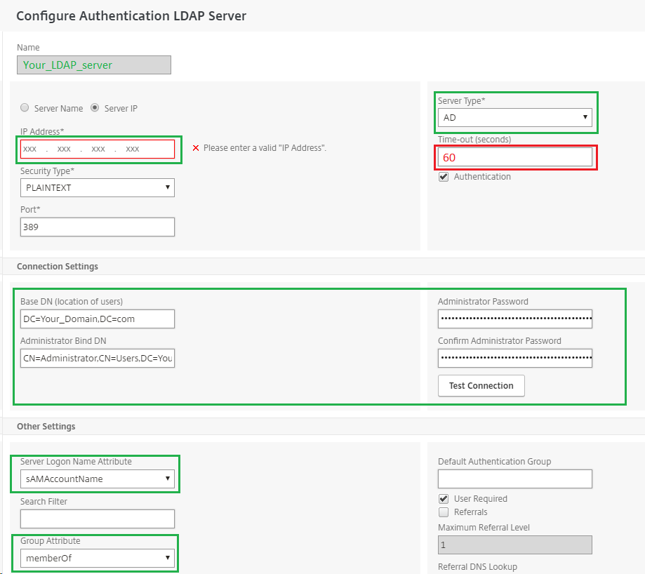 Citrix Netscaler - LDAP Proxy integration
