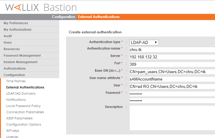 Wallix Bastion LDAP configuration