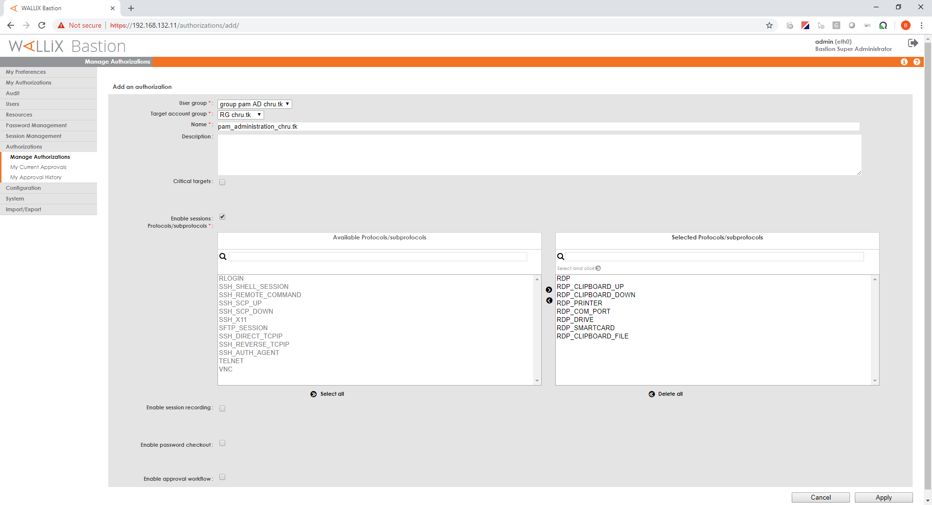 Wallix Bastion LDAP configuration